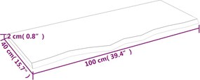 Koupelnová deska 100 x 40 x 2 cm neošetřené masivní dřevo 3156032