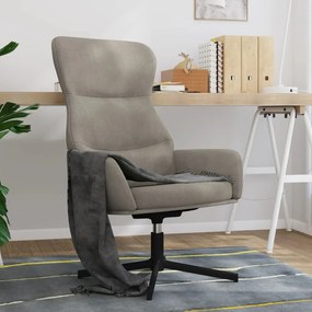 Relaxační křeslo světle šedé samet 341108