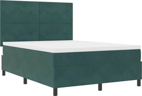 Postel s boxspringem s čelo Tmavě zelená 140 x 200 cm samet 3339839
