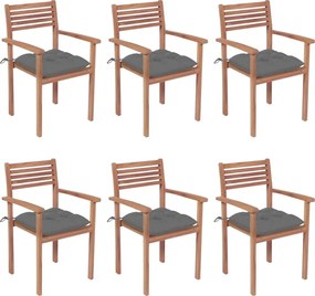 vidaXL Stohovatelné zahradní židle s poduškami 6 ks masivní teak [3072587] Barva: Černá