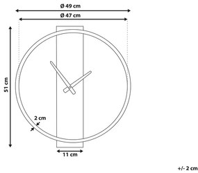 Nástěnné hodiny ø 47 cm zlaté ve světlém dřevě CASITAS Beliani