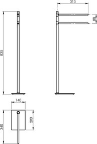 Gedy - Stojan na ručníky TRILLY 83,5 cm matná černá/bambus