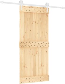 vidaXL Posuvné dveře s kováním 90 x 210 cm masivní borové dřevo [3203218]