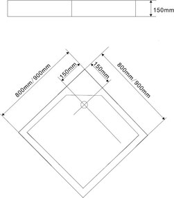 Aqualine, Sprchová samonosná vanička akrylátová, čtverec 80x80x15cm, BTTQ80
