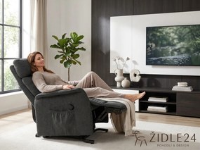 Elektrické polohovací TV křeslo NORMAN - šedá látka