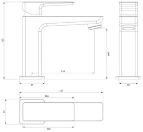 OMNIRES PM7410BL - Umyvadlová baterie PARMA 15 cm matná černá