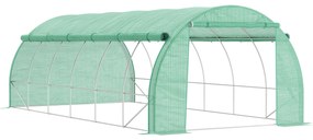 Outsunny polytunelový skleník 6x3x2m s UV ochranou, průchozí, rolovací kryty z trubkové oceli, zelený | Aosom.de