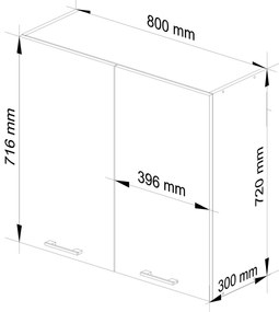 Horní kuchyňská skříňka Ozara W80 H720 (bílá + cappuccino lesk). 1071203