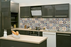 DIMEX | Fototapeta do kuchyně Modré kachličky KI-260-165 | 260 x 60 cm | vícebarevná