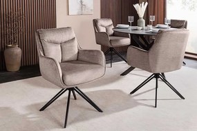 Designová otočná židle Brock taupe samet