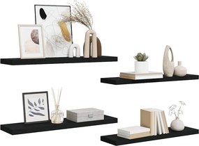 Plovoucí nástěnné police 4 ks černé 90 x 23,5 x 3,8 cm MDF 323840