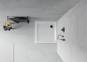 Mexen SLIM - Čtvercová sprchová vanička 100x100x5cm + černý sifon, bílá, 40101010B