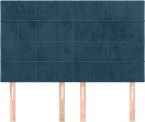 Čelo postele tmavě modré 144x5x118/128 cm sametové 3116384