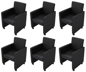 Jídelní židle 6 ks černé umělá kůže,  160184