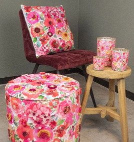 Barevný skleněný svícen s květy Fleury Poppy M - Ø 10*12 cm