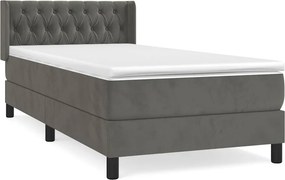Box spring postel s matrací tmavě šedá 90x190 cm samet 3131112