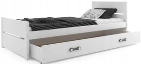 Jednolůžková postel Bartek pro teenagery 200x90 s matrací a zásuvkou - bílá