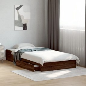 Rám postele se zásuvkami hnědý dub 75 x 190 cm kompozitní dřevo 3280719