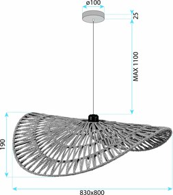 Toolight Toolight, závěsné stropní svítidlo 80cm, 1xE27, APP1740-1C, černá-hnědá, OSW-06063