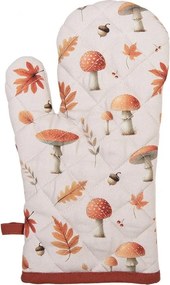 Béžová chňapka rukavice s listy a muchomůrkami Autumn Leaves - 18*30 cm