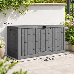 Outsunny Zahradní úložný box 379 l, šedý dekor dřeva