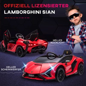 HOMCOM dětské auto 12V 2 jízdní režimy Lamborghini SIAN SUV auto na hraní elektrické auto s dálkovým ovládáním hudba (MP3/USB) světlo 37-60 měsíců ko…