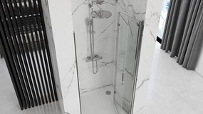 Rea Molier, skládací sprchové dveře 100x190cm, 6mm čiré sklo, chromový profil + boční magnetický profil, KPL-K6371