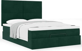 Osmanský rám postele s matracemi tmavě zelená 140x190cm samet 3313400