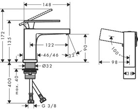 Hansgrohe Tecturis E Umyvadlová baterie, CoolStart, matná černá 73001670