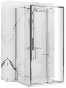 Rea Rapid Slide, 3-stěnová sprchová kabina 140 (dveře) x 100(stěna) x 100(stěna) x 195 cm, 6mm čiré sklo, chromový profil, KPL-09114