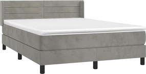 Box spring postel s matrací světle šedá 140x200 cm samet 3131021