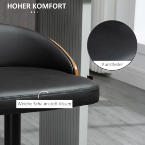 HOMCOM sada 2 barových židlí otočné barové židle s podnožkou výškově nastavitelné imitace kůže dřevo 48 x 49,5 x 76-96 cm do kuchyně a baru | Aosom.de