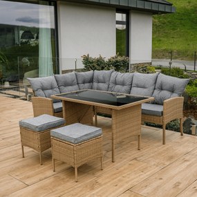 Zahradní ratanový set, přírodní/světle šedá, RANDI