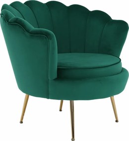Křeslo ve stylu Art-deco, smaragdová Velvet látka / gold chrom-zlatý, NOBLIN