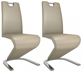 Jídelní židle 2 ks umělá kůže / chrom Dekorhome Cappuccino