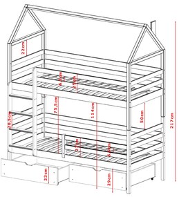 Legno Dětská patrová postel Alík grafit Rozměr (cm): 80x200