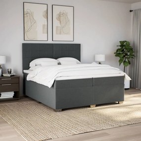 Box spring postel s matrací tmavě šedá 200x200 cm textil 3290596