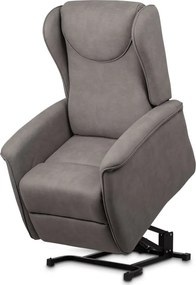 TV křeslo ušák + elektrické polohování, 2 motory, potah béžovostříbrná látka Kůže