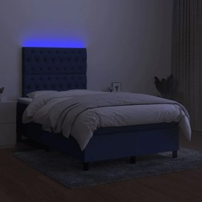 Box spring postel s matrací a LED modrá 120x190 cm textil 3270224