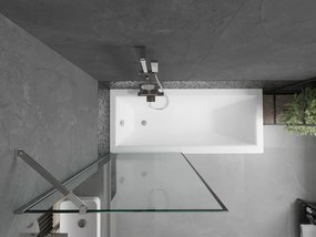 Mexen Next, vanová zástěna 1-křídlová 80 x 150 cm, fixní křídlo, 6 mm čiré sklo s černým vzorem, chromový profil, 895-080-000-00-70-01