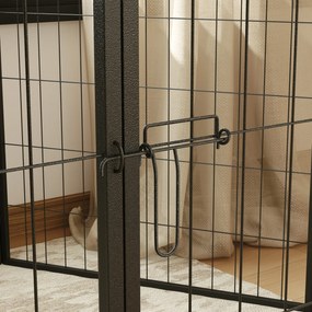 PawHut Cvičební výběh pro štěňata 100 cm vysoký, 6dílný psí výběh DIY s dveřmi, volně se pohybující voliéry pro malé, střední a velké psy, ocel, šedá