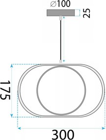 Toolight Toolight, LED závěsné svítidlo 18W, 4000K, APP1554-CP, černá, OSW-05662