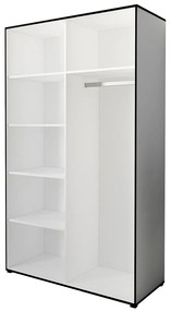 Šatní skříň OSLO 1 | se zrcadlem | 120 cm | bílá/černá