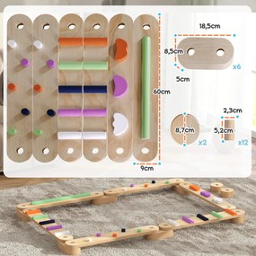 AIYAPLAY Dětská balanční kladina, dřevěná balanční kladina s barevnými překážkovými kameny, Montessori hračka pro koordinaci a stabilitu, pro děti od…