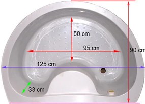 BPS-koupelny Hydromasážní box HYD-Bella 125 SA, 125x90 se saunou