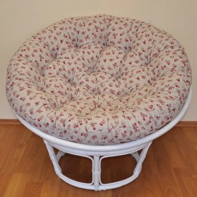 Papasan LUISA — ratan, látka, ⌀110 cm, bílá / více barev Motiv růže