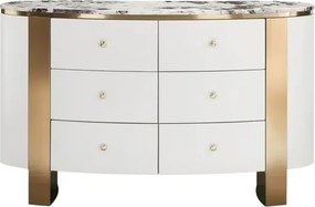 Komoda Stilig ST920 140 cm bílá/zlatá/mramor