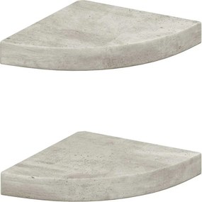 Nástěnné rohové police 2 ks betonově šedé 25 x 25 x 3,8 cm MDF 326634