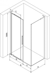 Mexen Velar L, sprchový kout s posuvnými dveřmi 120 x 90 cm, 8mm šedé sklo, růžové zlato, 871-120-090-43-60