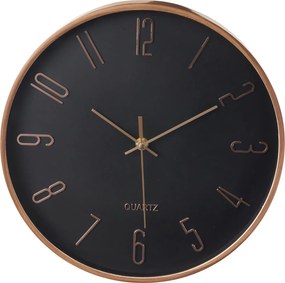 Nástěnné hodiny s dřevěným rámem, černé, Ø 30,5 cm